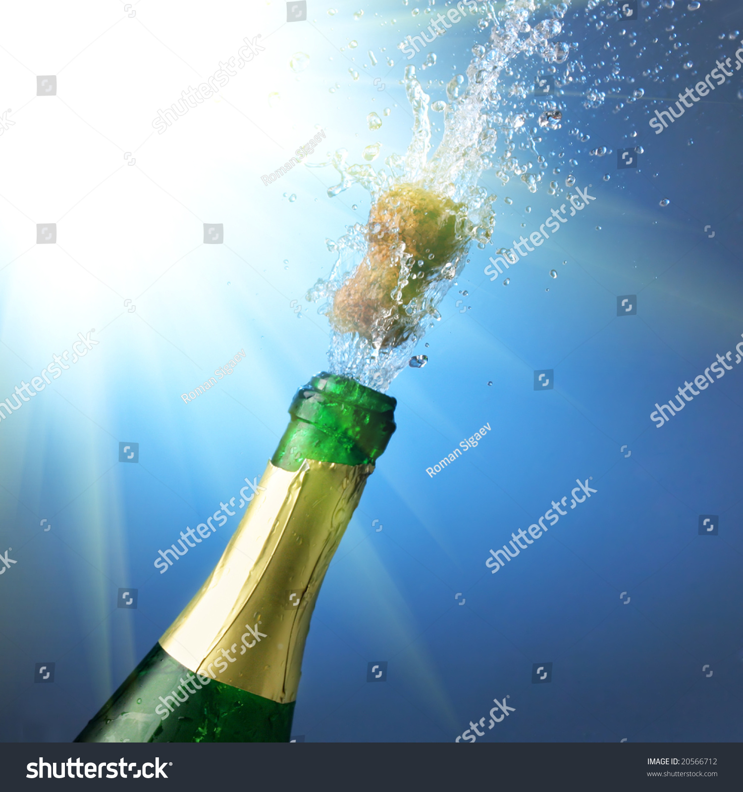 Bottle Champagne Splashes Over Blue Background Stock Photo 20566712 ... Bottle Champagne Splashes Over Blue Background Stock Photo 20566712 ...