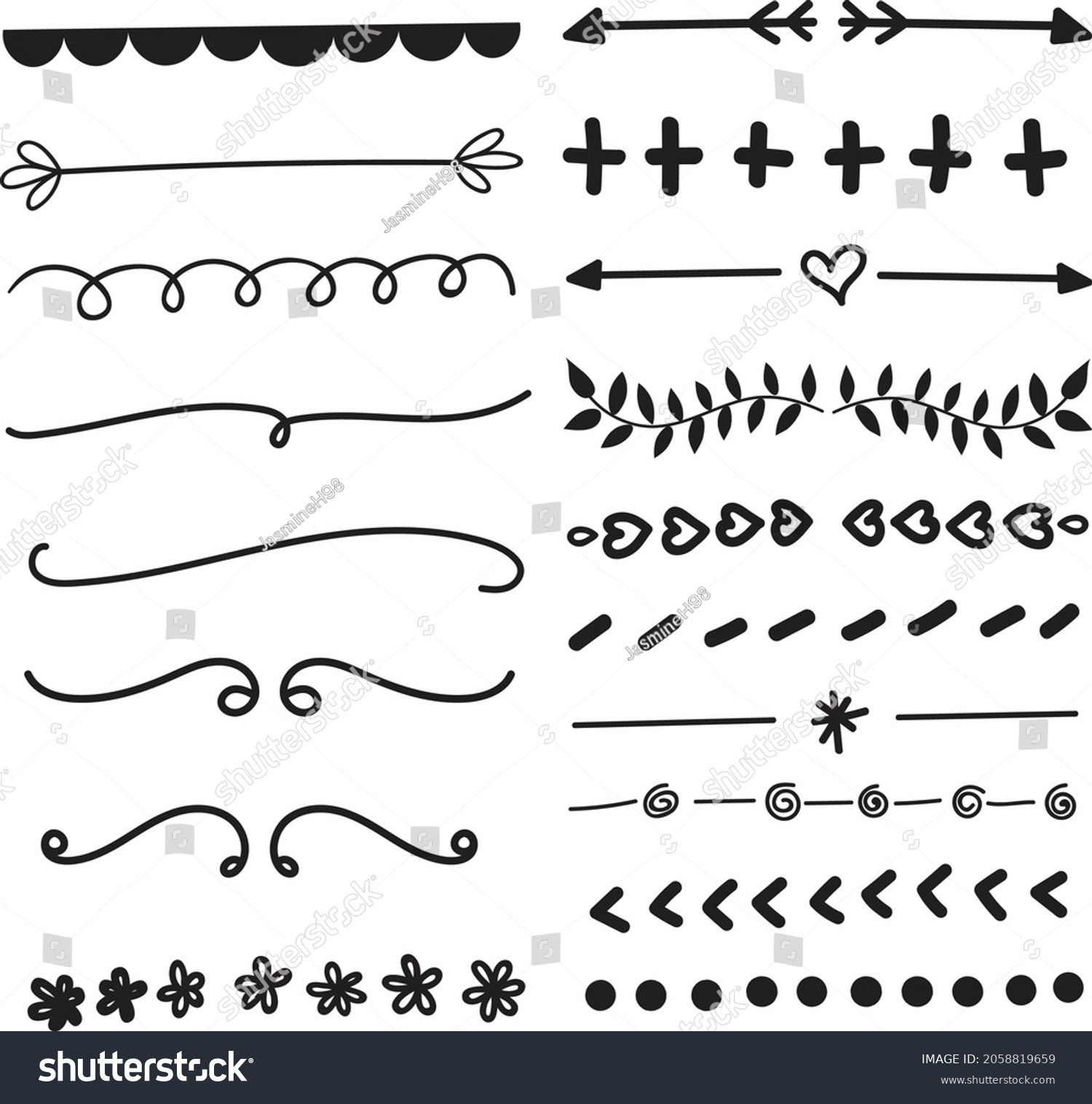 Hand Drawn Line Strokes Isolated White Stock Vector Royalty Free