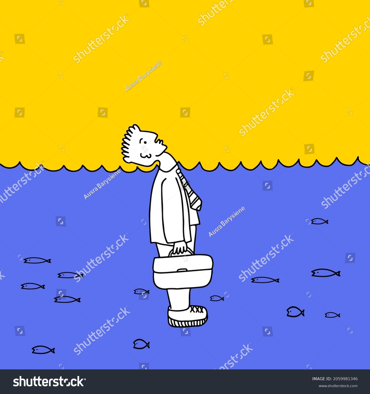 Keep Your Head Above Water Metaphoric Stock Vector Royalty Free