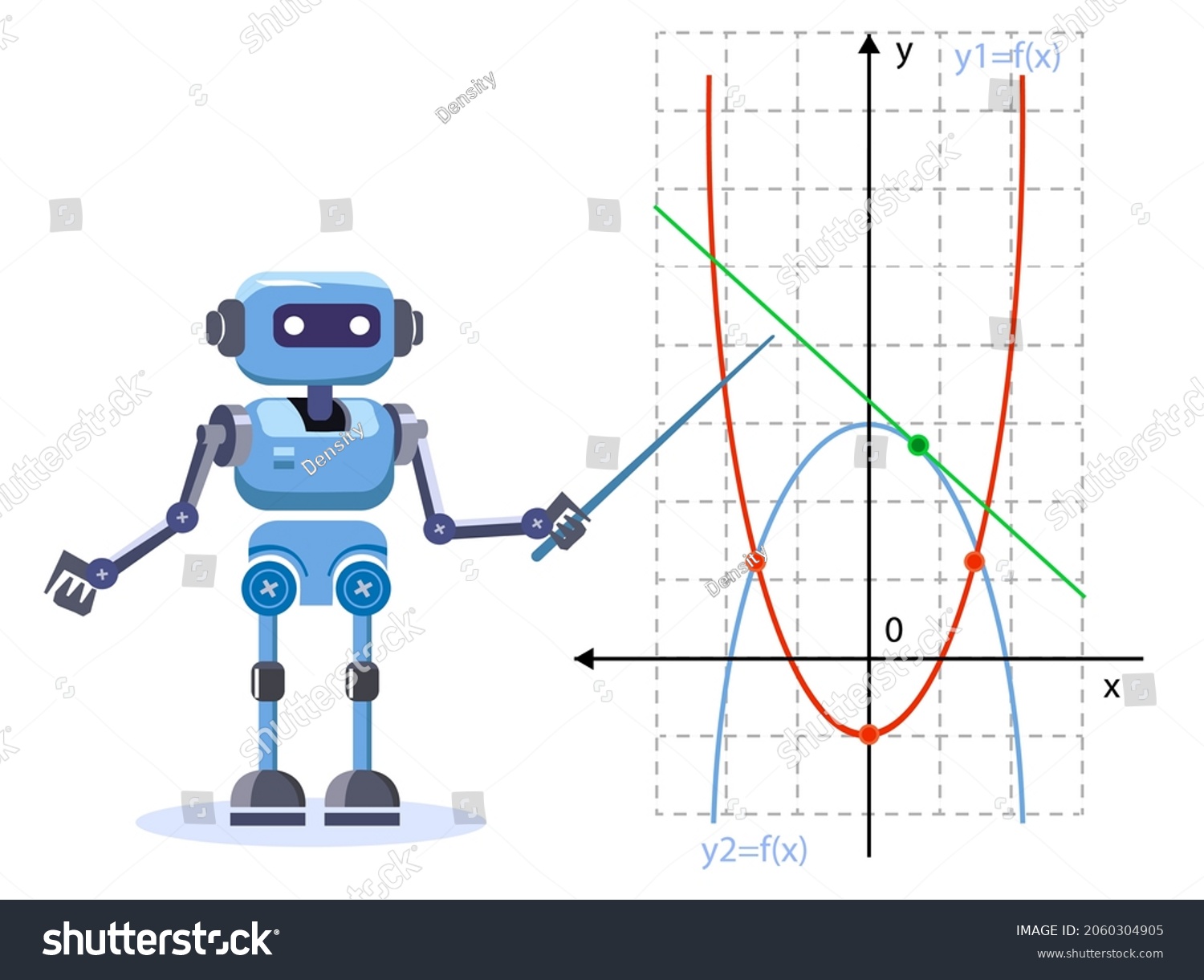 Robot Shows Pointer Mathematical Graph Linear Stock Vector (Royalty ...