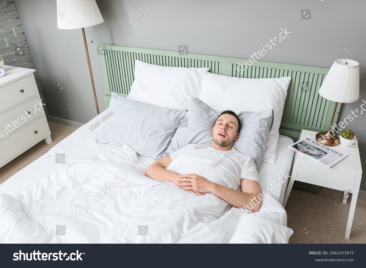 Young Man Snoring While Sleeping Bed Stock Photo 2061477677 | Shutterstock Young Man Snoring While Sleeping Bed Stock Photo 2061477677 | Shutterstock