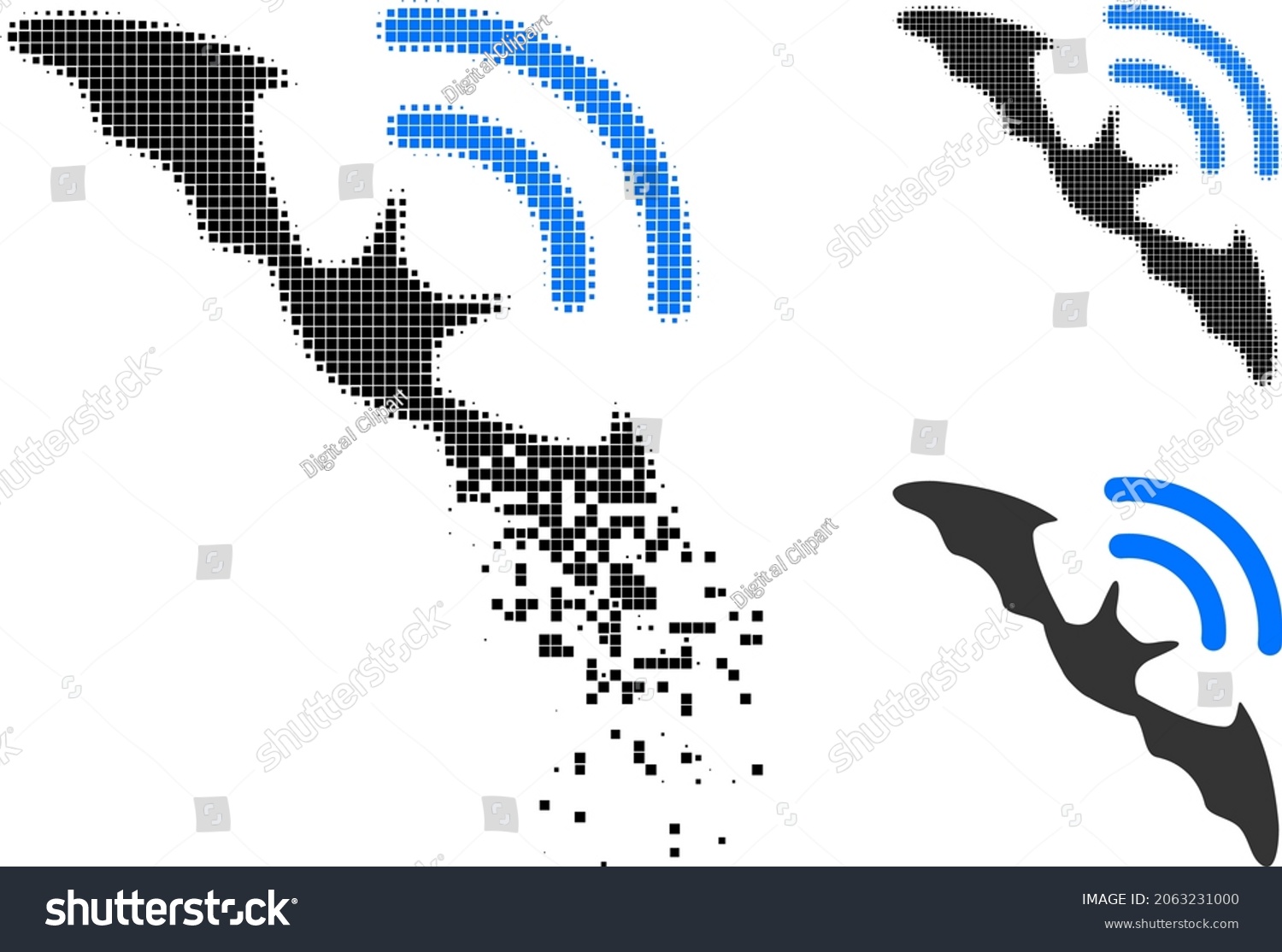 Fragmented Pixelated Bat Ultrasound Icon Halftone Stock Vector (Royalty ... Fragmented Pixelated Bat Ultrasound Icon Halftone Stock Vector (Royalty ...