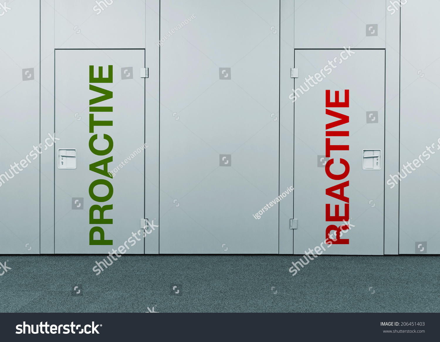 Proactive Reactive Concept Choice Closed Doors Stock Photo 206451403 ... Proactive Reactive Concept Choice Closed Doors Stock Photo 206451403 ...