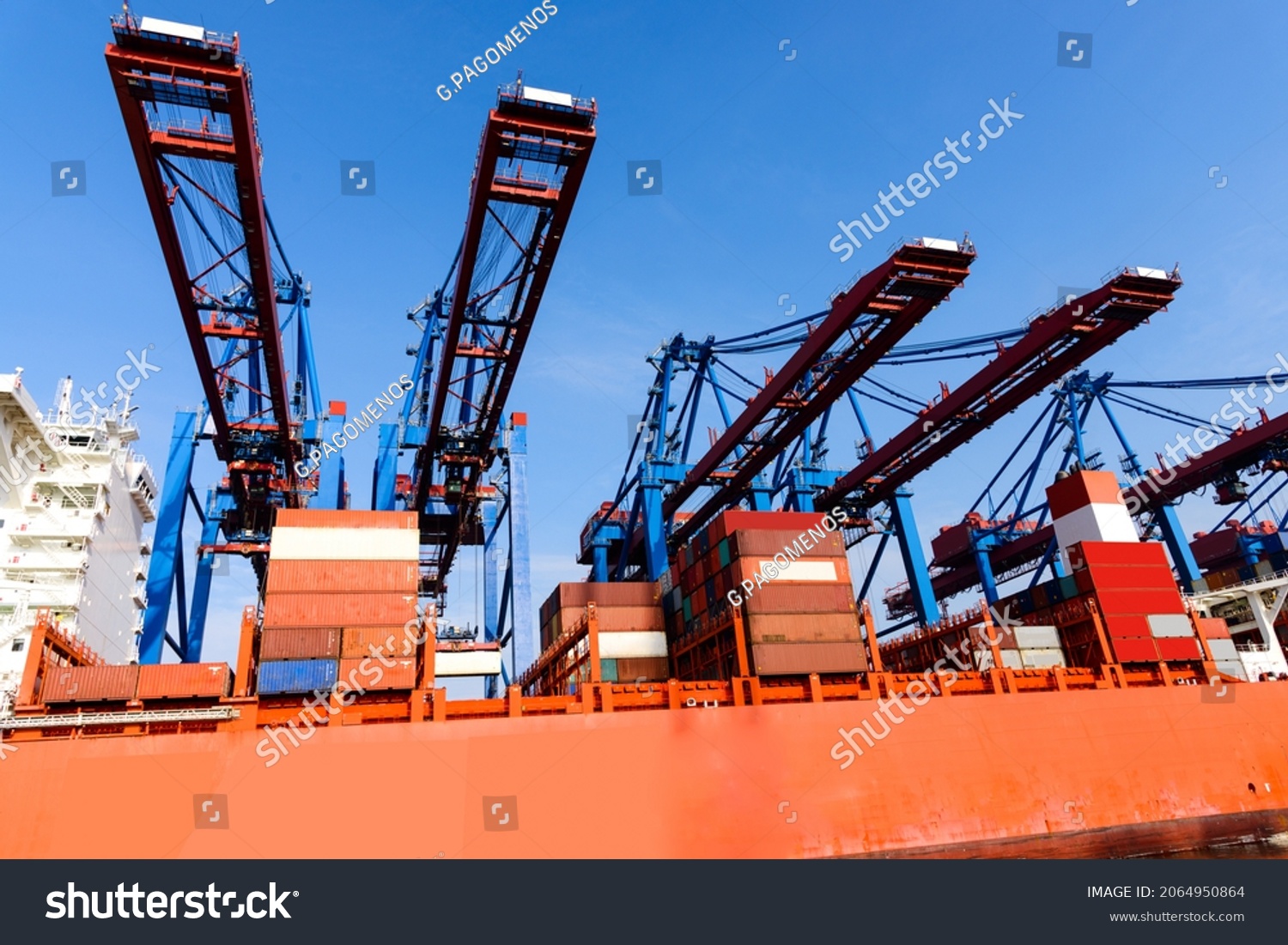 Container Terminal Gantry Cranes Loading Offloading Stock Photo ... Container Terminal Gantry Cranes Loading Offloading Stock Photo ...
