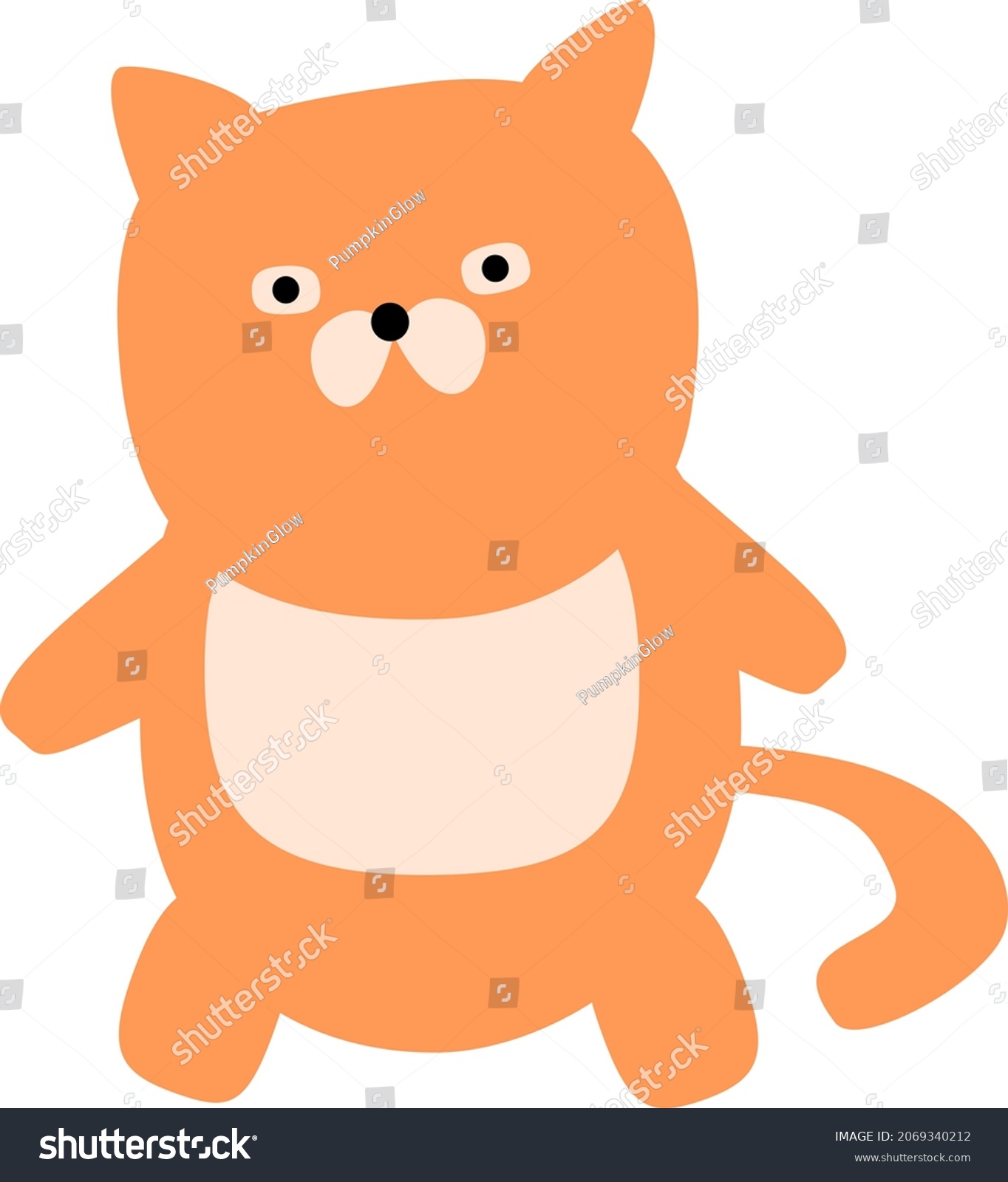 Cute Kawaii Cat Flat Vector Illustration Stock Vector Royalty Free