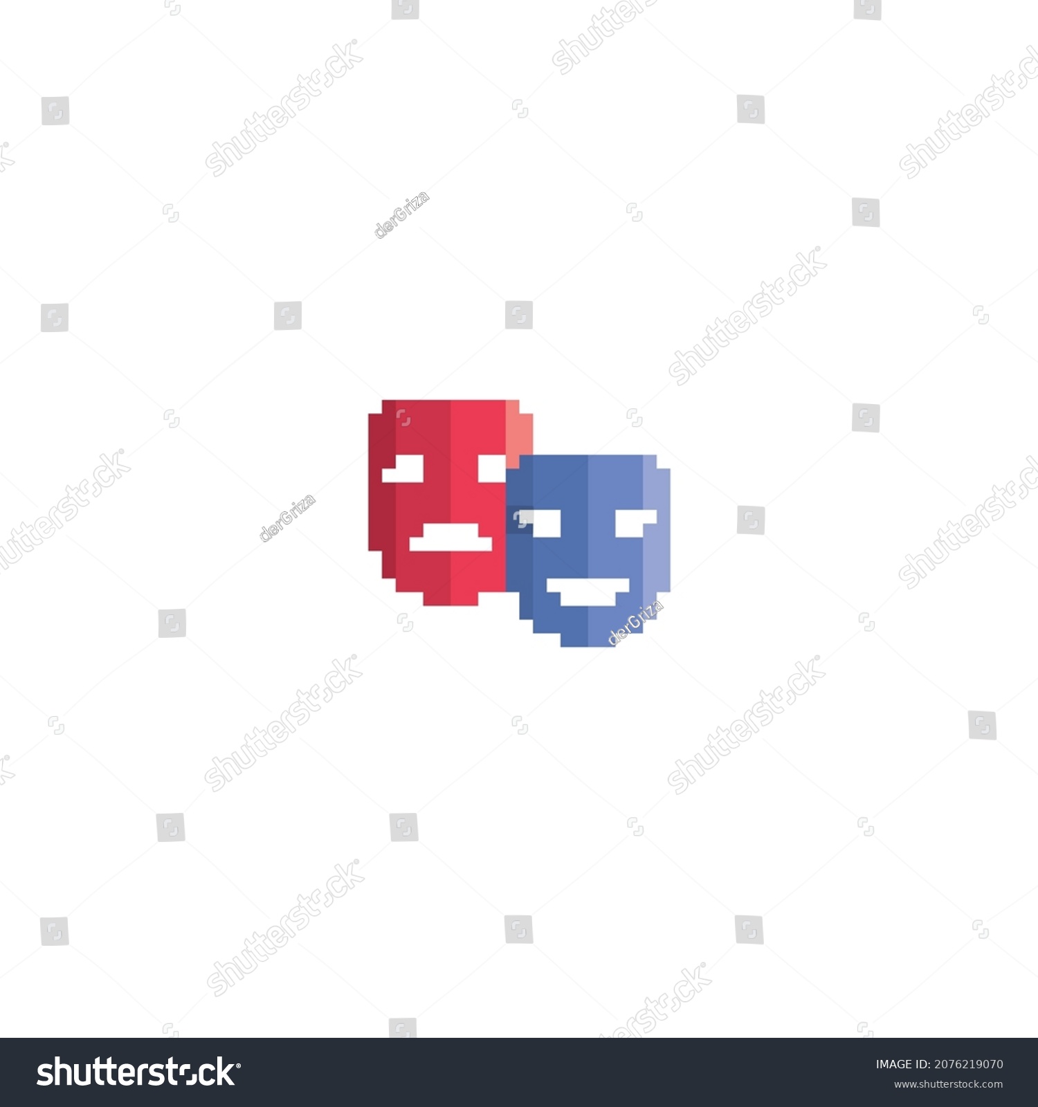 Comedy Tragedy Theater Masks Pixel Icon Stock Vector Royalty Free 2076219070 Shutterstock