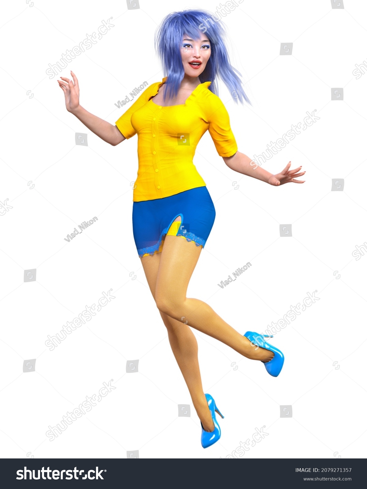 Sexy Japanese Secretary Mini Skirt Stockingbeautiful Stock Illustration