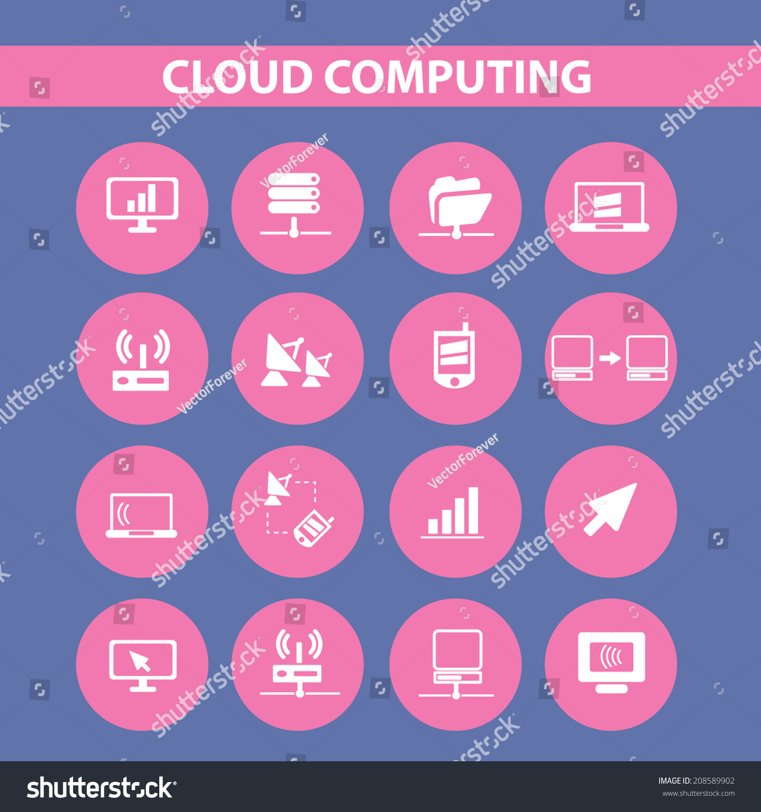 Cloud Computing Server Administration Icons Signs Stock Vector (Royalty ...