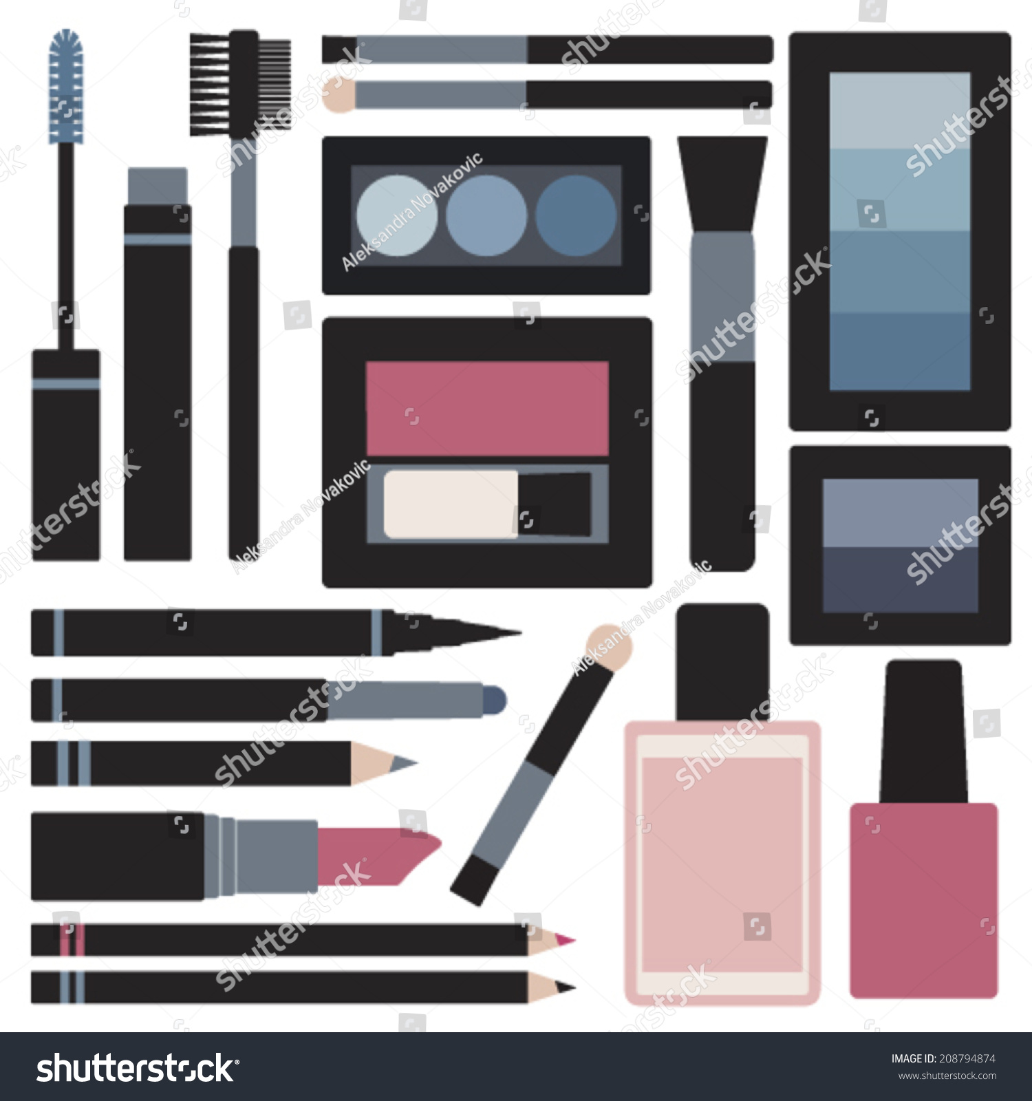 Makeup Objects Vector Set Stock Vector (Royalty Free) 208794874 ...