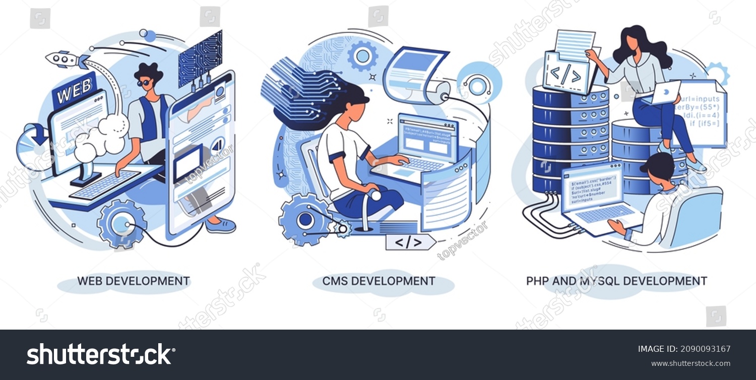 Website Development Web Design Programming Coding Stock Vector (Royalty ...