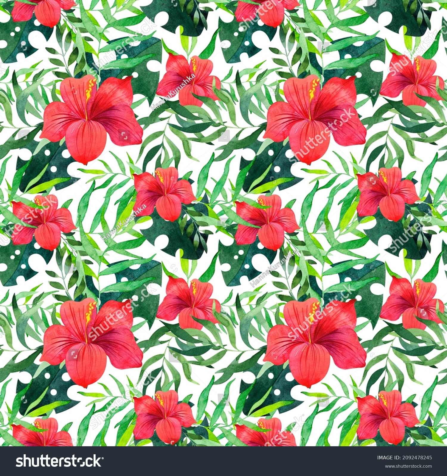 Amazing Tropical Flower Seamless Texture Floral Stock Illustration