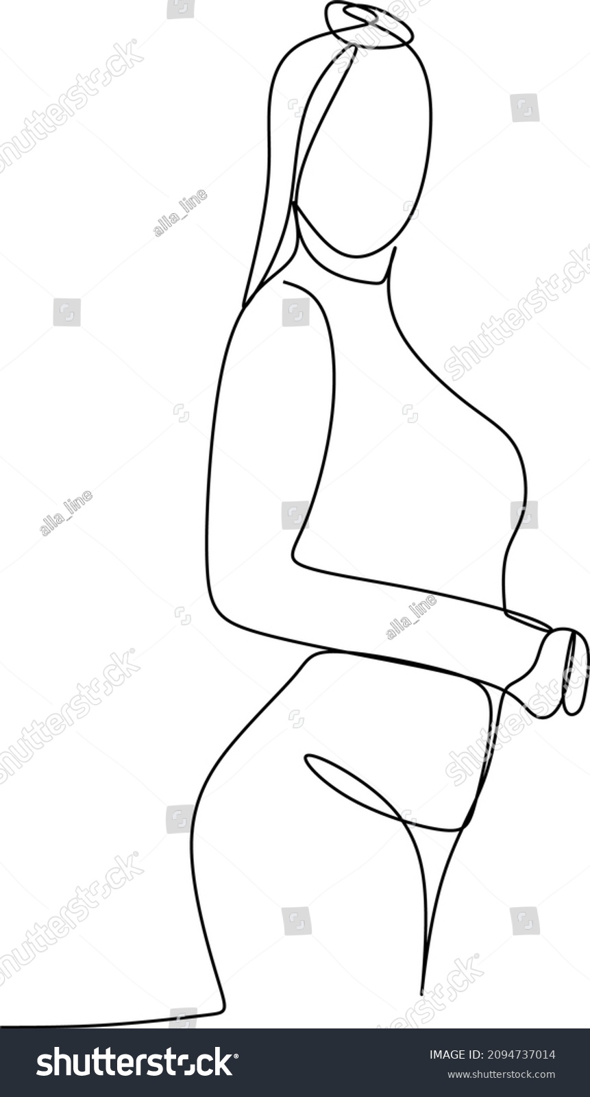 Female Figure Continuous Line Art Vector Stock Vector Royalty Free