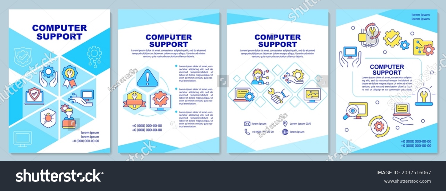 Computer Support Brochure Template Pc Diagnostic 库存矢量图（免版税）2097516067 ...