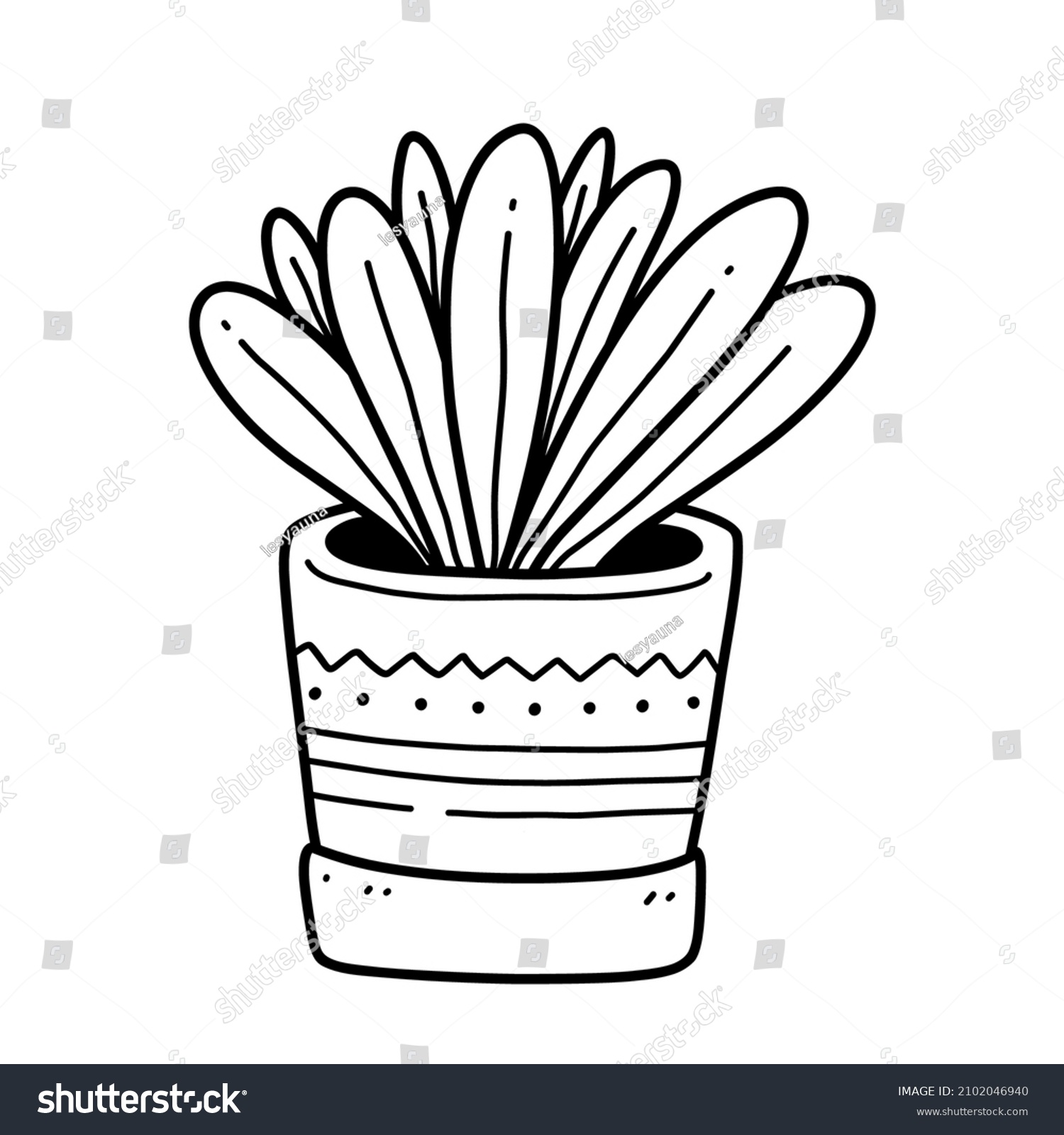 Cute Houseplant Flower Pot Isolated On Stock Vector Royalty Free