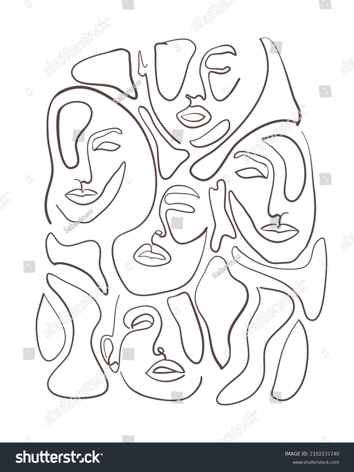 Simple Abstract Line Art Drawing Various Stock Illustration 2102231740 ...