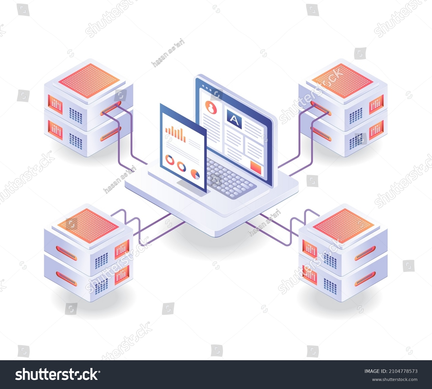 Computer Network Data Analysis Server Stock Vector (Royalty Free ...