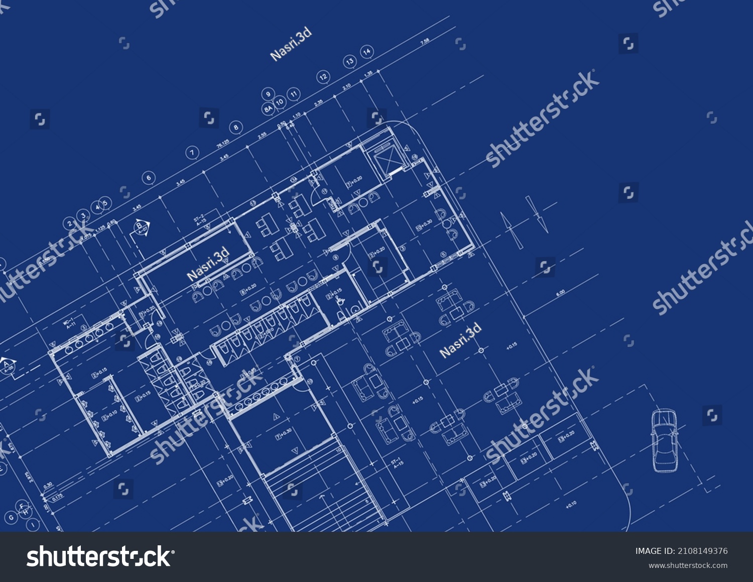 Write Blueprint Architecture Building Stock Illustration 2108149376 ...