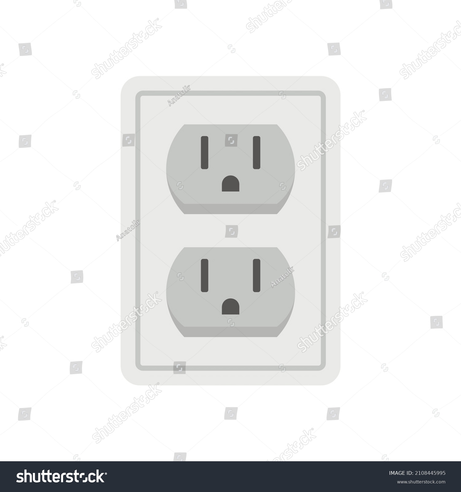 Double Power Socket Icon Flat Illustration Stock Vector Royalty Free