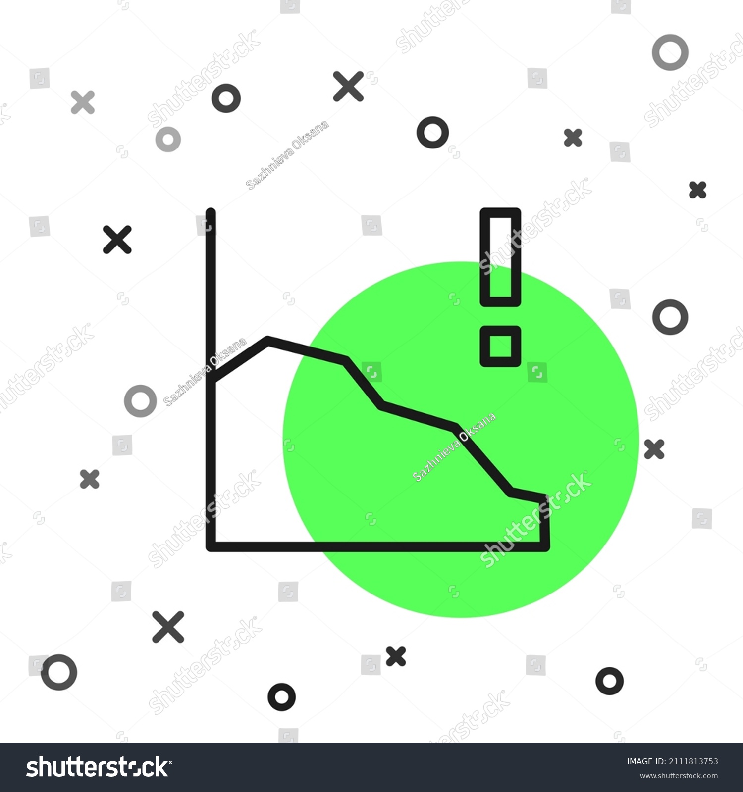 Black Line Financial Growth Decrease Icon Stock Vector (Royalty Free ...
