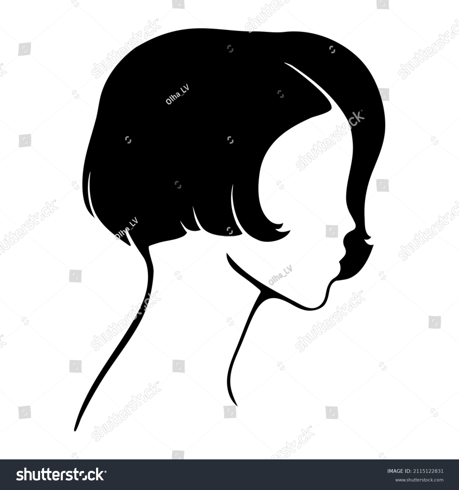 Beautiful Silhouette Woman Short Hair Female Stock Vector Royalty Free