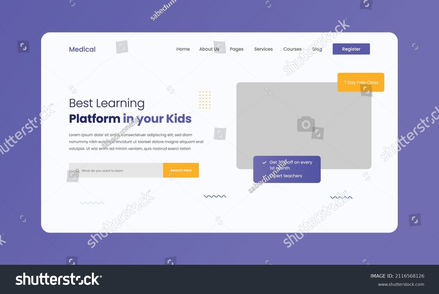 Education Website Landing Page Ui Template Stock Vector (Royalty Free ...