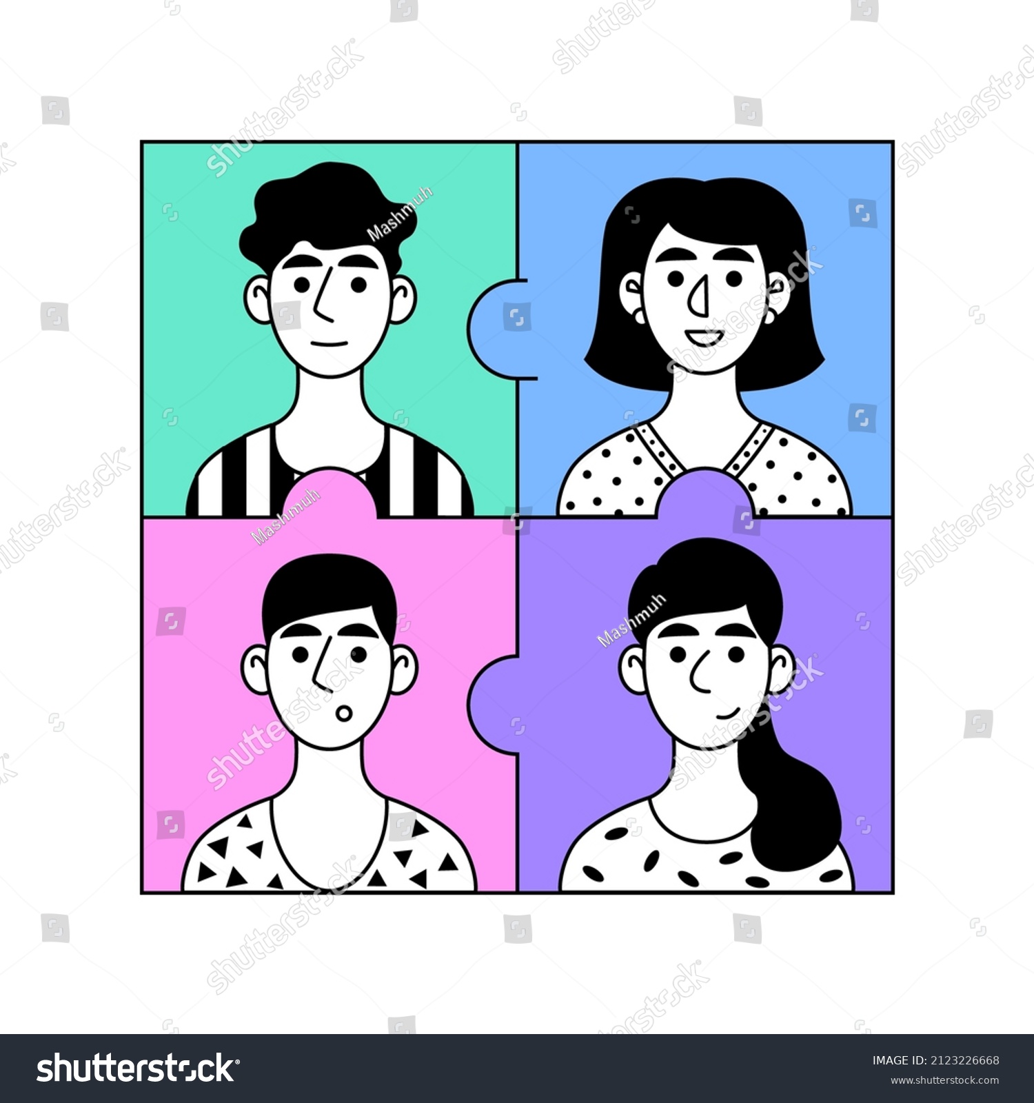 Characters Puzzle Elements Problem Solving Concept Stock Vector ...