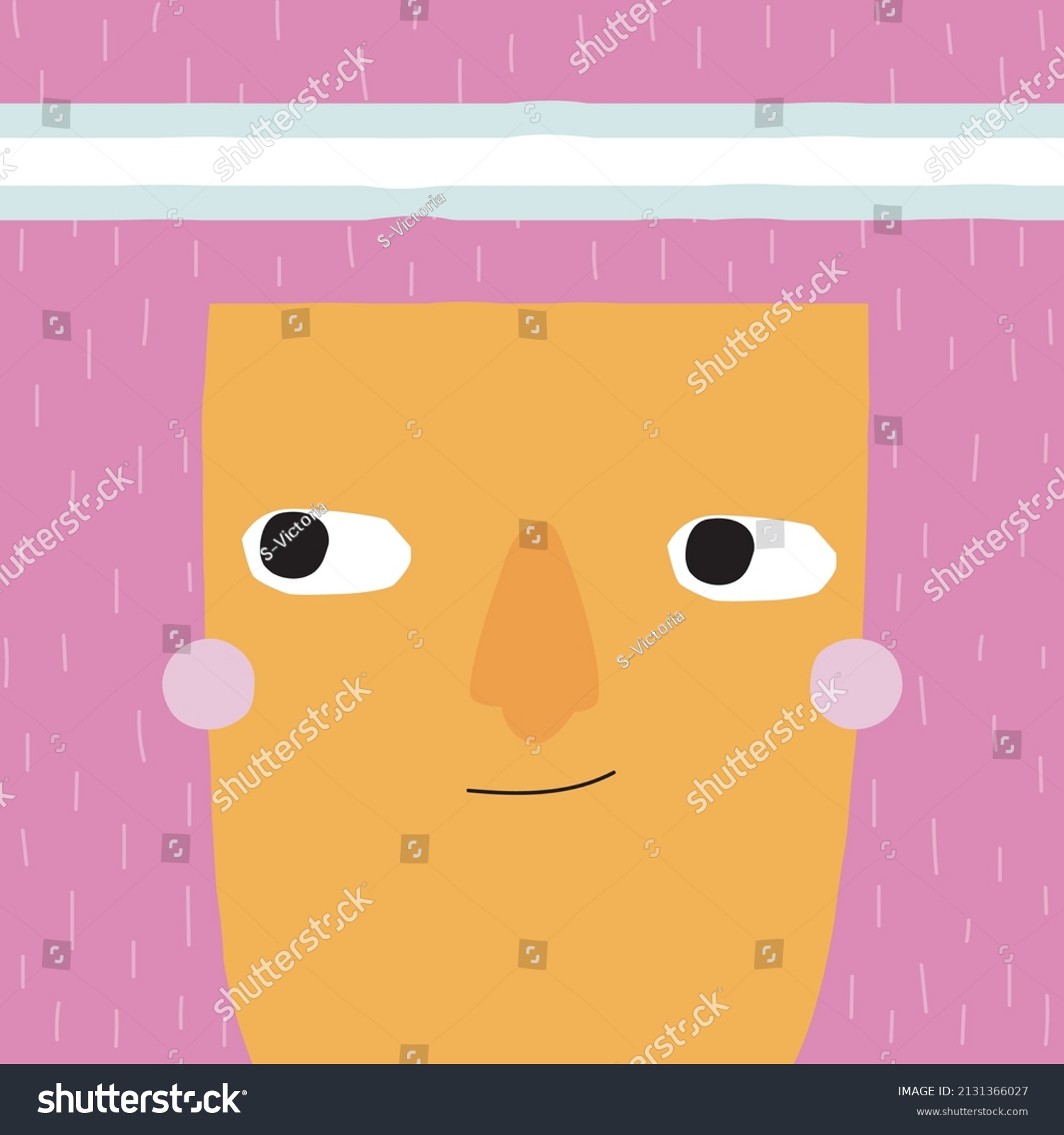 Funny Cartoon Girl Face Vector Hand Stock Vector Royalty Free 2131366027 Shutterstock