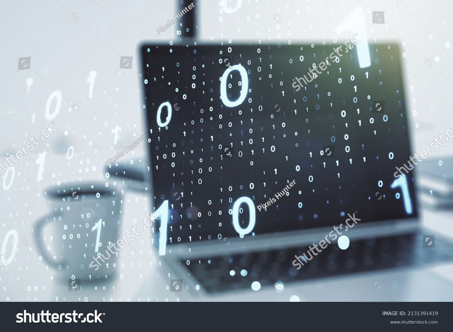 Creative Abstract Binary Code Sketch On Stock Photo 2131391419 ...
