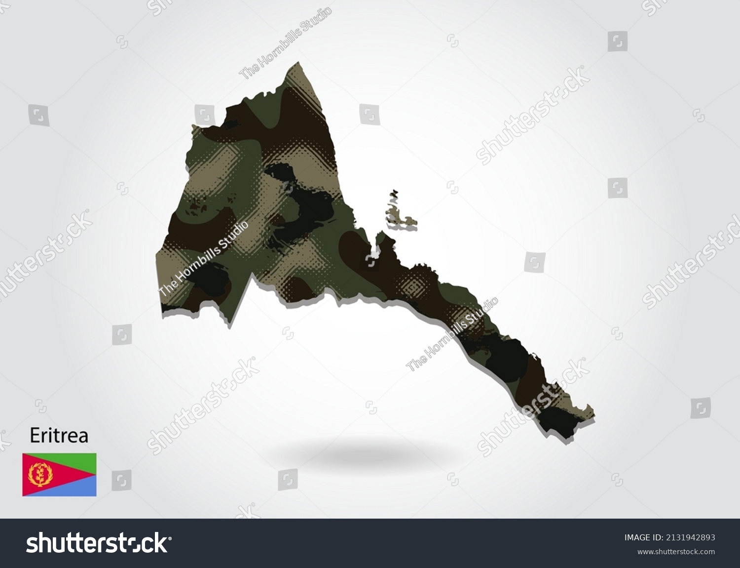 Eritrea Map Camouflage Pattern Forest Green Stock Vector Royalty Free 2131942893 Shutterstock
