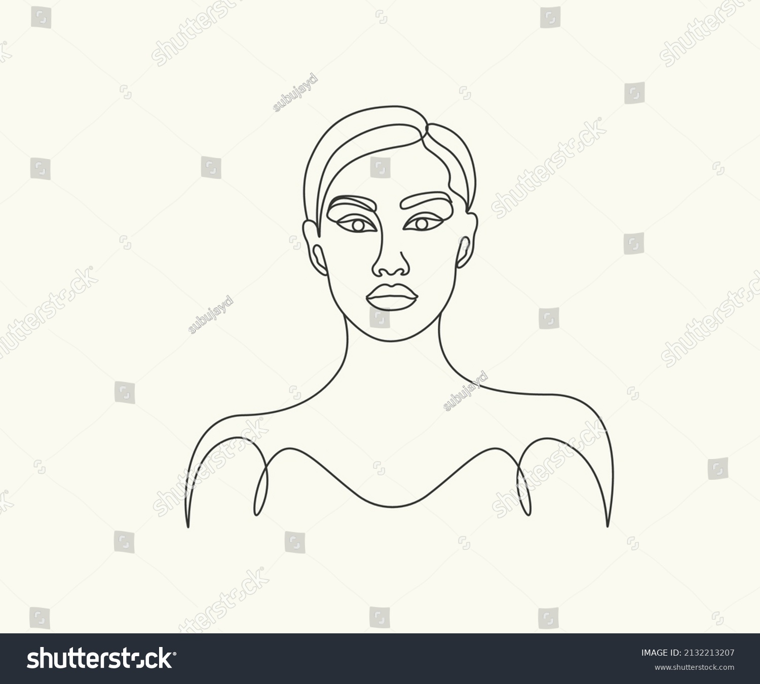Abstract Line Art Drawing Woman Face Stock Vector Royalty Free