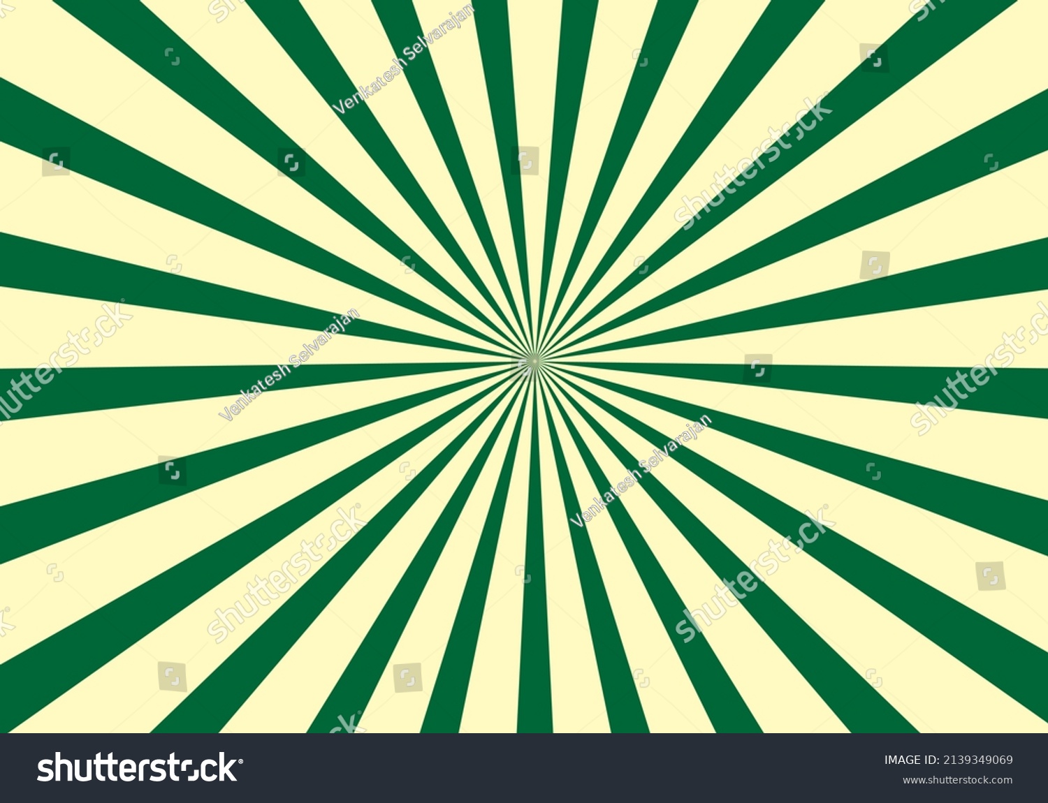 Retro Sunburst Background Green Color Rays Stock Vector Royalty Free