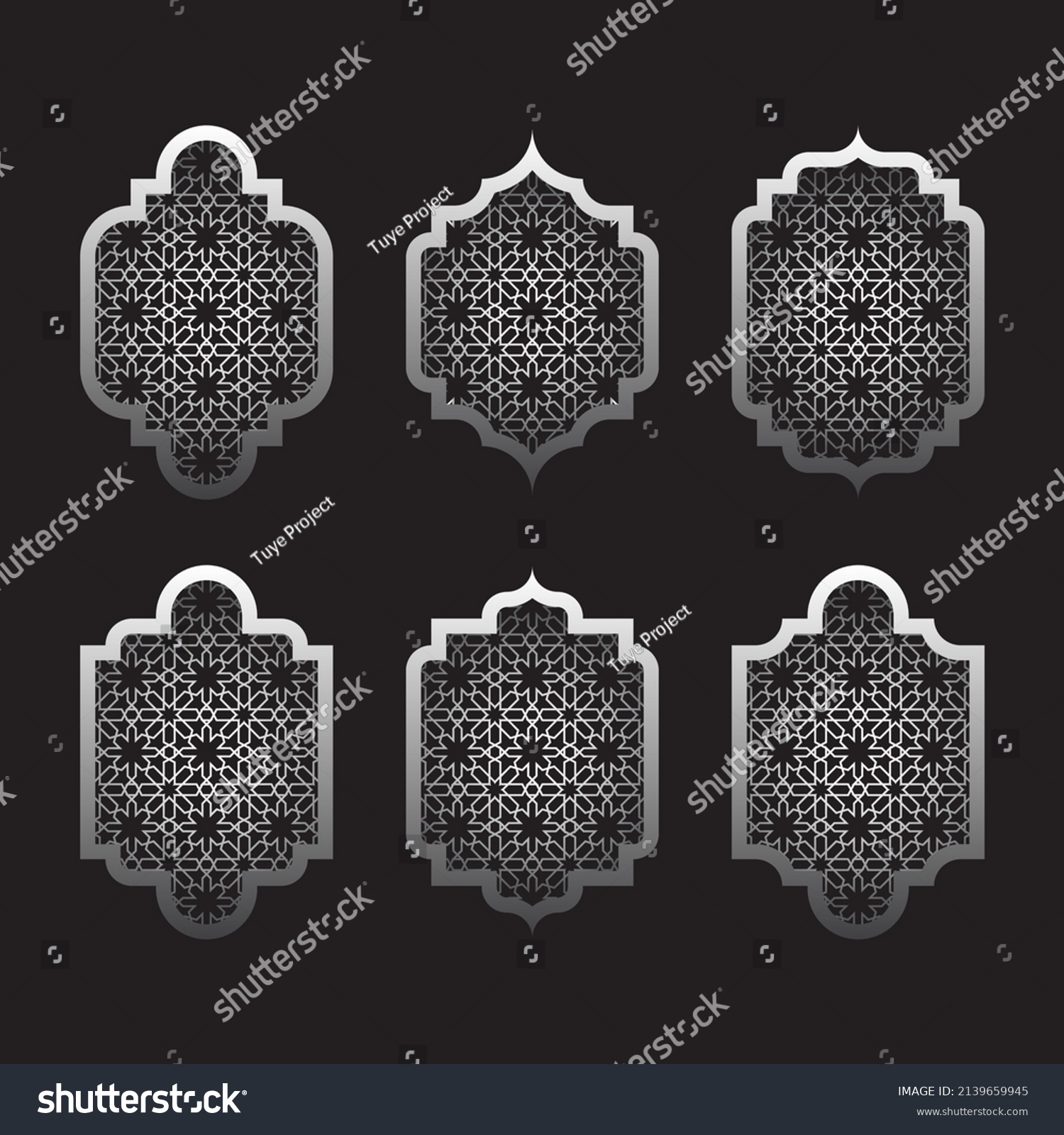 Arabic Window Set Islamic Frame Pattern Stock Vector (Royalty Free ...