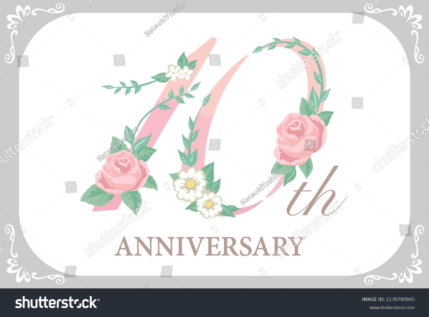 10th Year Anniversary Template Flolal Font Stock Vector (Royalty Free ... 10th Year Anniversary Template Flolal Font Stock Vector (Royalty Free ...