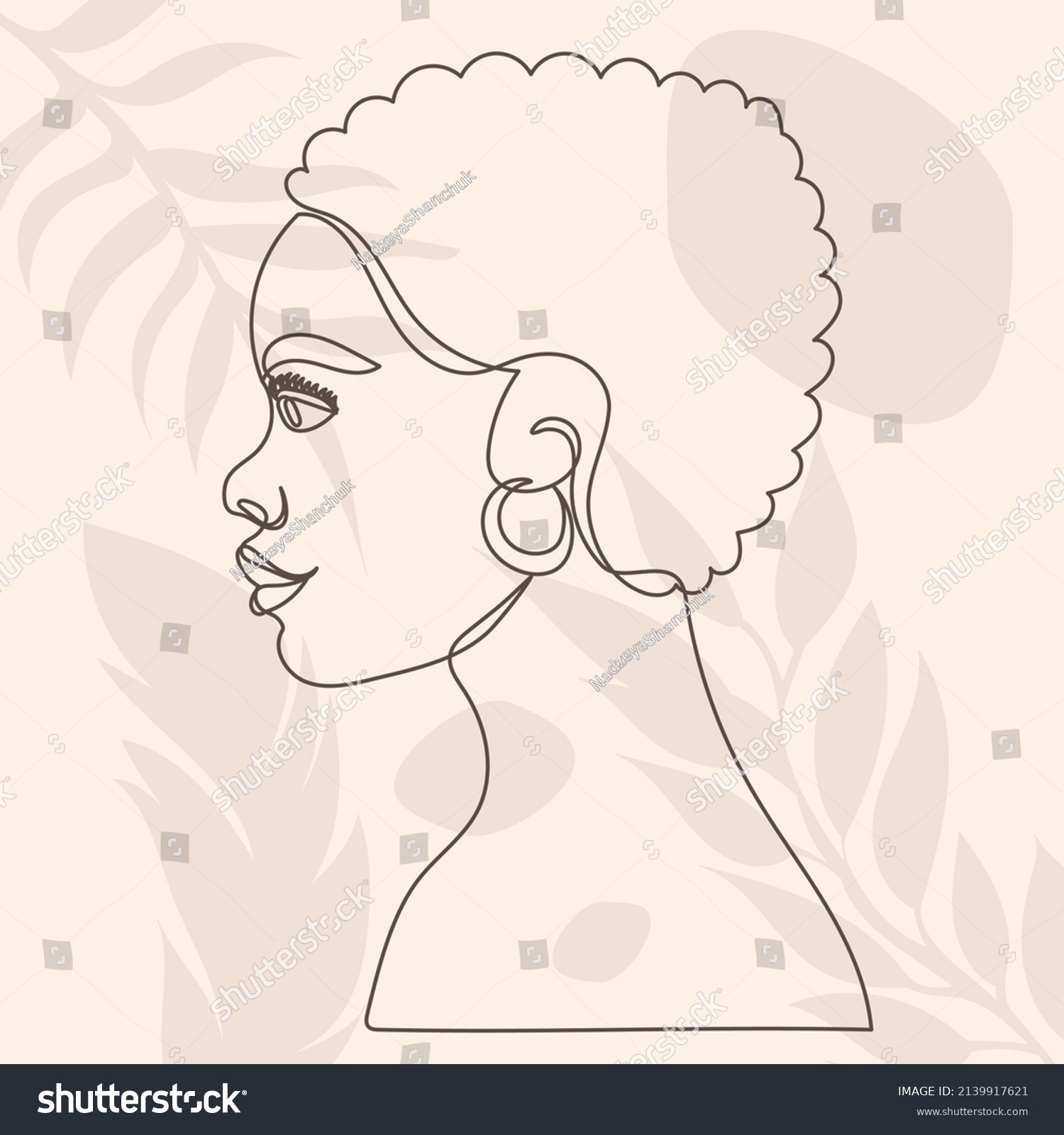 African American Girl Drawing One Continuous Stock Vector Royalty Free 2139917621 Shutterstock