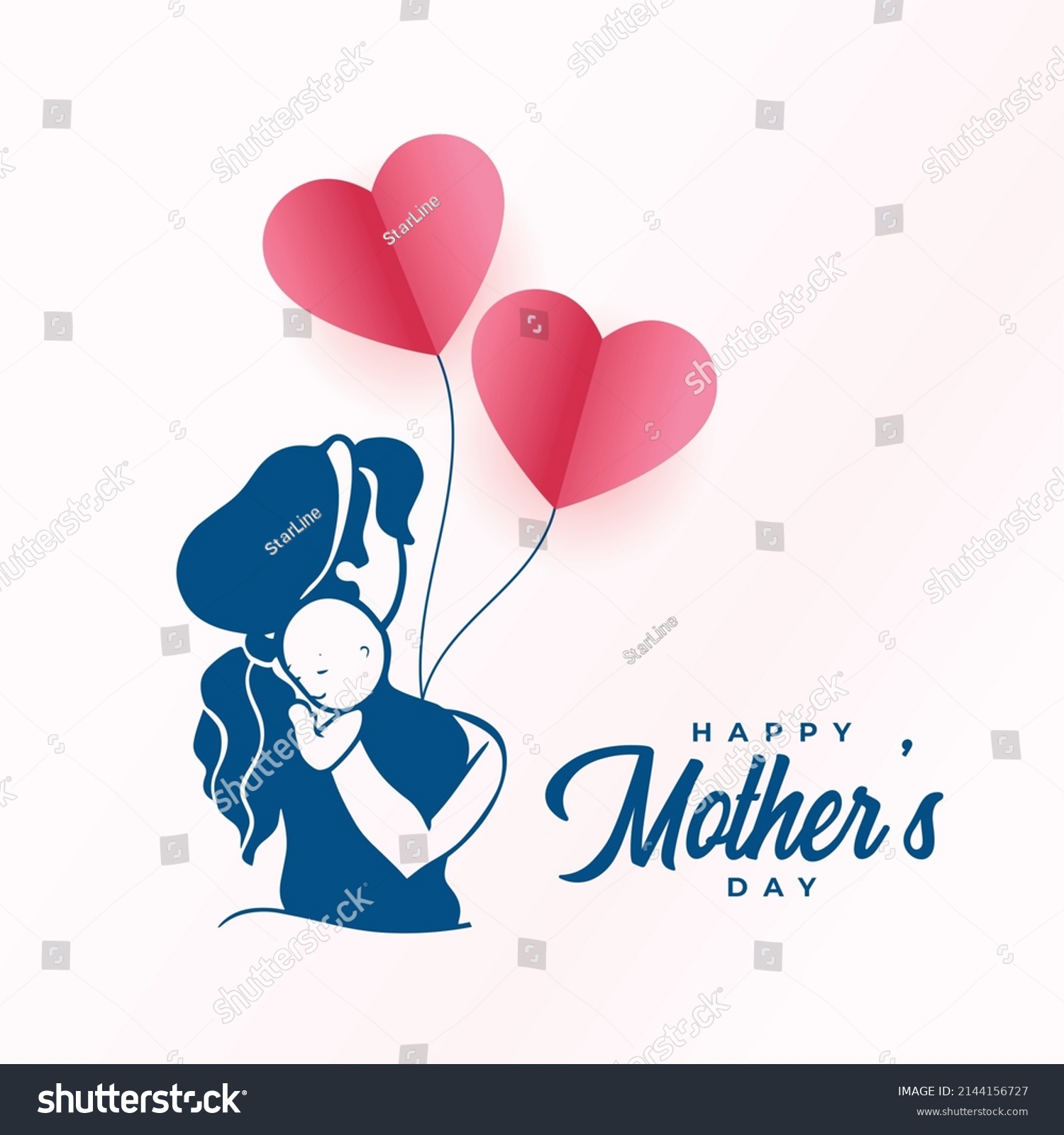 Happy Mothers Day Mom Daughter Heart Stock Vector Royalty Free