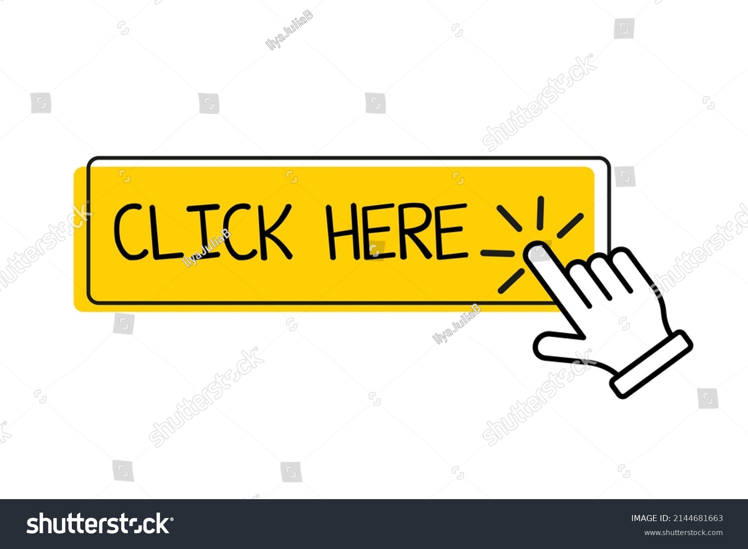 Hand Clicking Yellow Button Icon Vector Stock Vector (Royalty Free ...