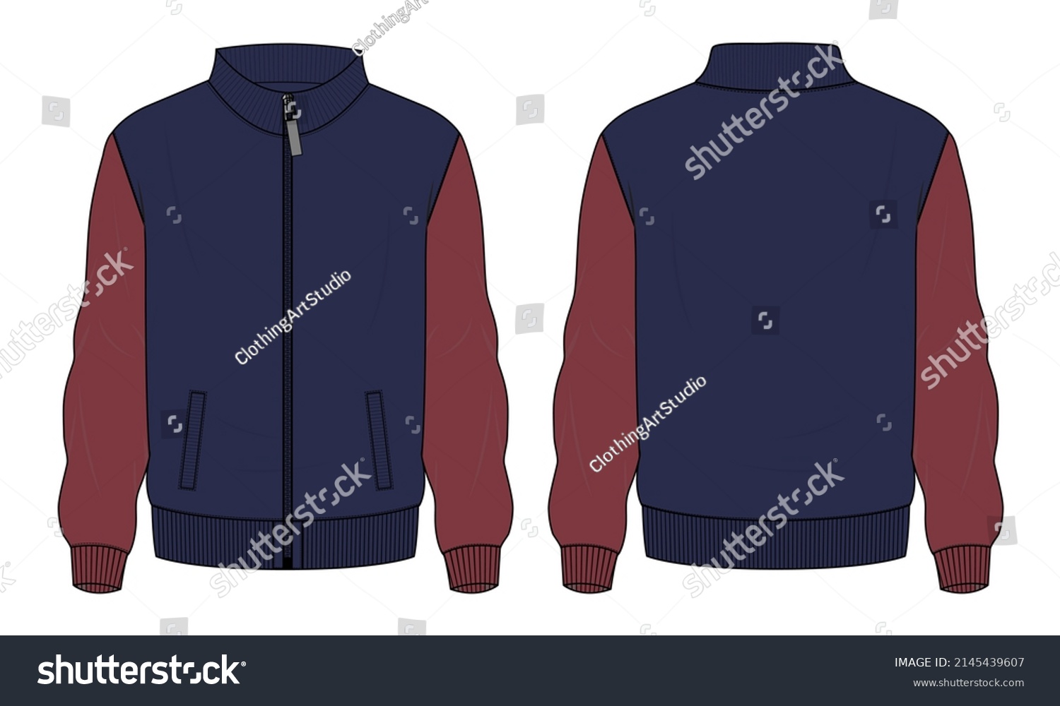 Two Tone Navy Red Color Long Stock Vector Royalty Free 2145439607