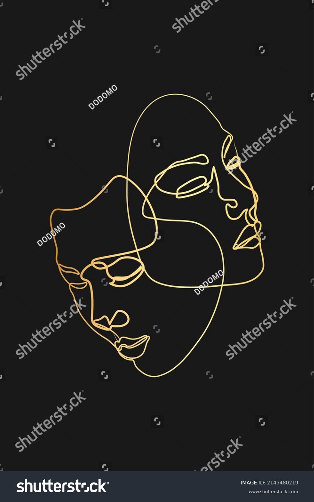 Continuous Line Woman Man Showing Love Stock Vector Royalty Free