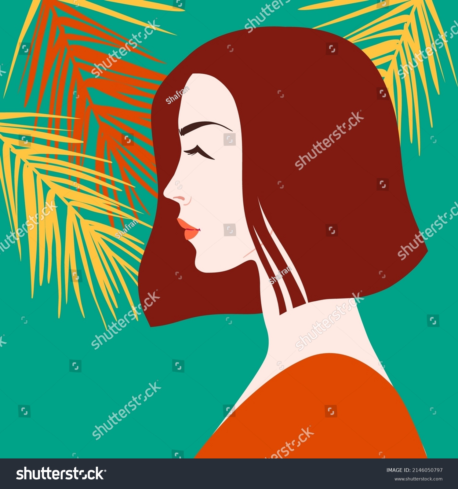 Beautiful Young Women Profile Long Hair Stock Vector Royalty Free 2146050797 Shutterstock