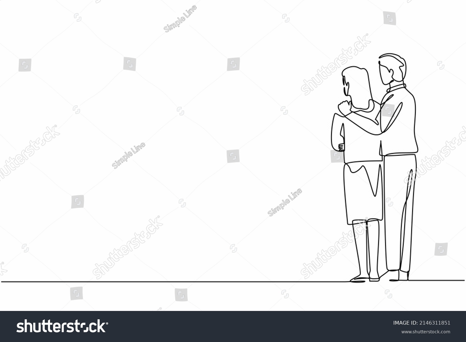 Continuous One Line Drawing Back View Stock Vector Royalty Free