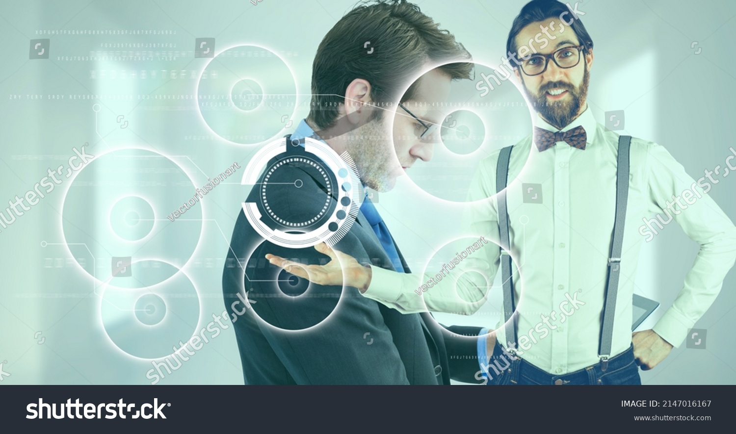 Multiple Round Scanners Over Man Holding Stock Photo 2147016167 ... Multiple Round Scanners Over Man Holding Stock Photo 2147016167 ...