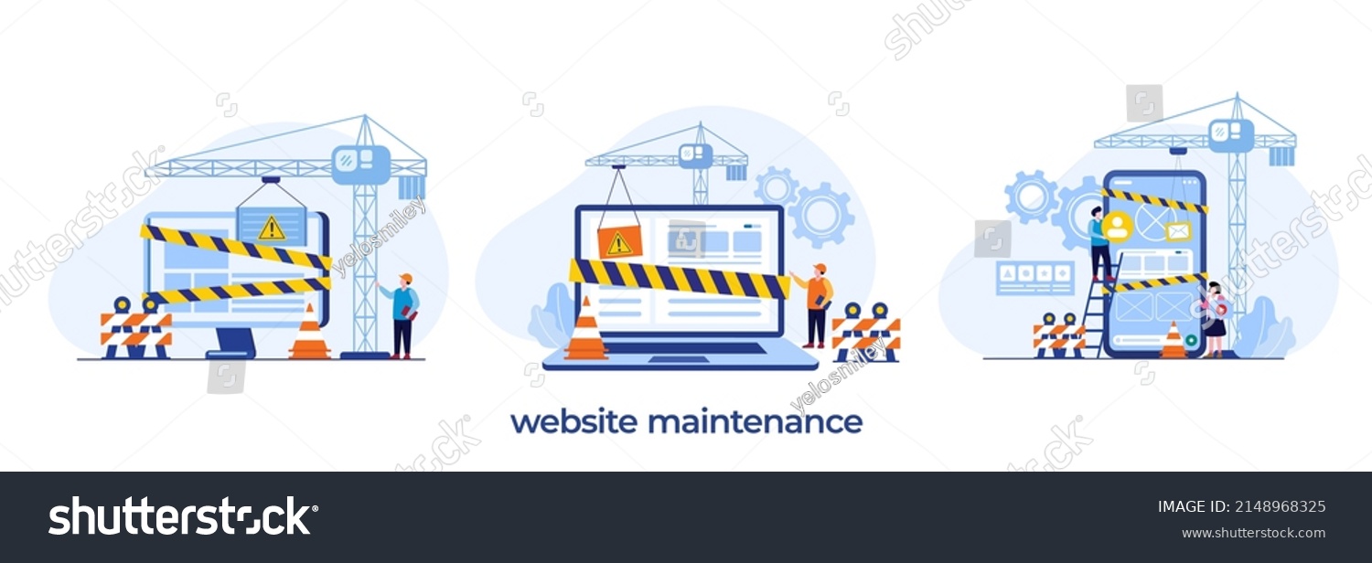 Website Maintenance Coding Programming Under Maintenance Stock Vector Royalty Free 2148968325
