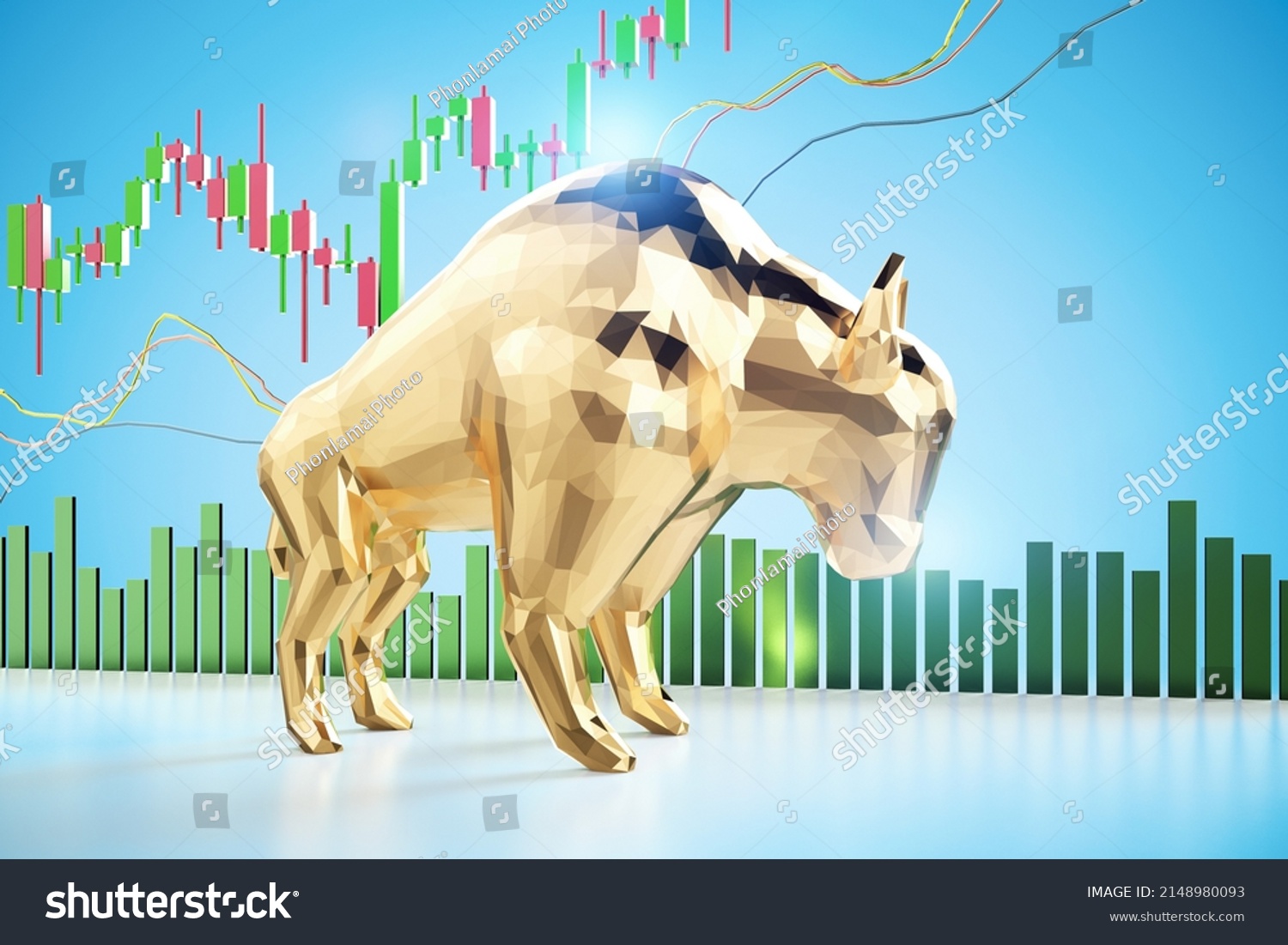 Bull Bear Economy Concept 3d Rendering Stock Illustration 2148980093