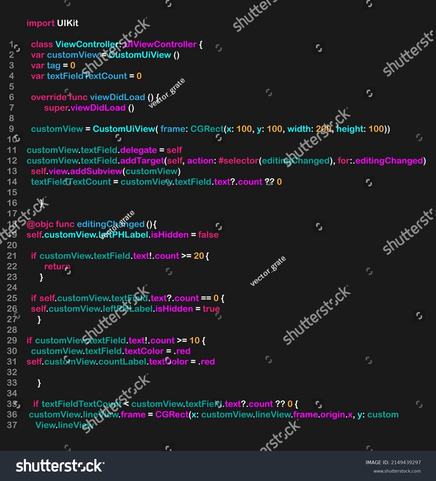 Screenshot Code Program Coding Programming Development Stock Vector Royalty Free 2149439297