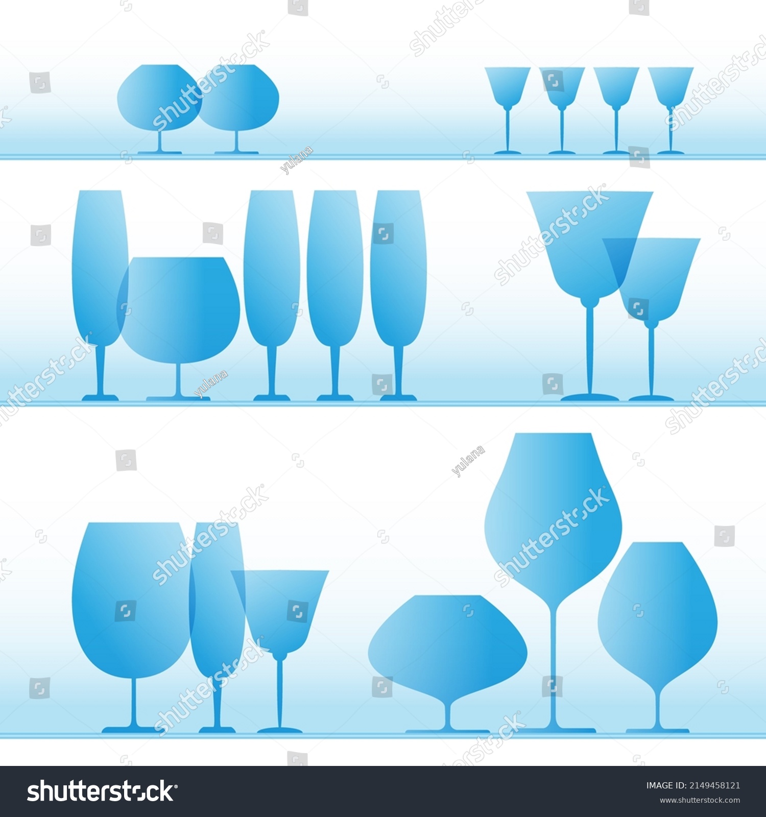 Set Blue Wine Glasses Clip Art Stock Vector Royalty Free 2149458121 Shutterstock