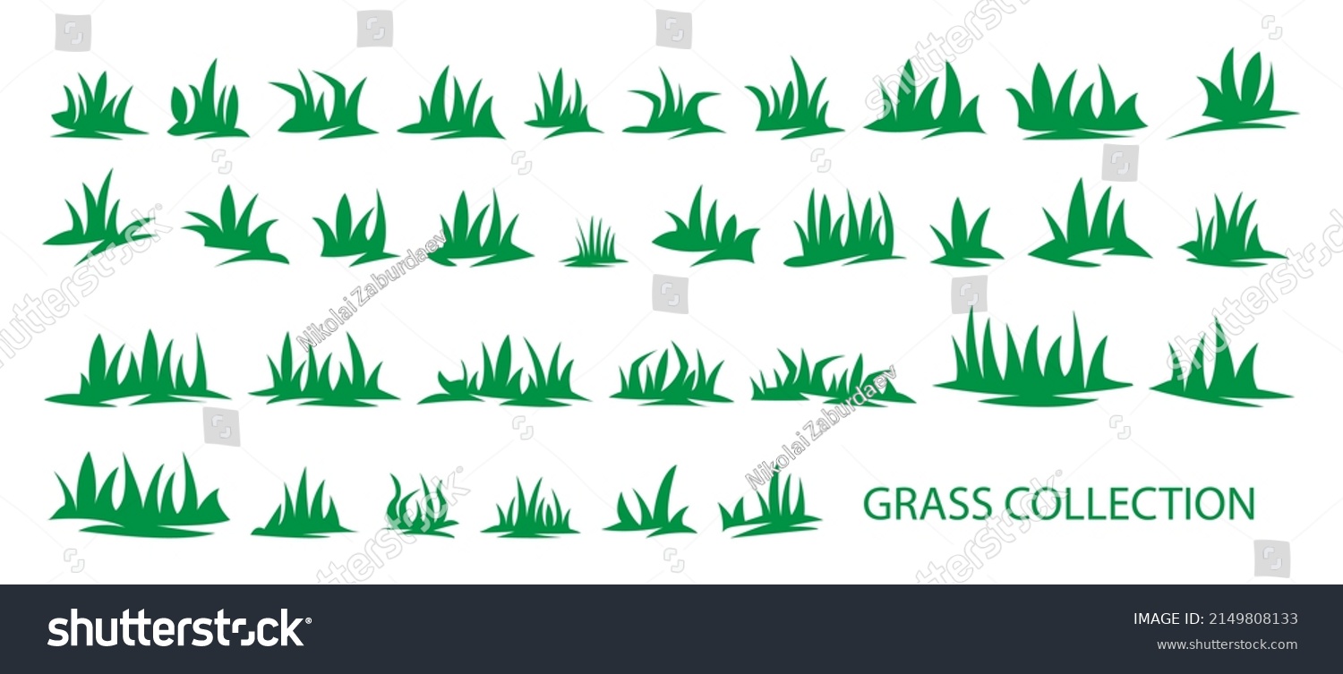 Green Grass Collection Landscape Design Element Stock Vector Royalty