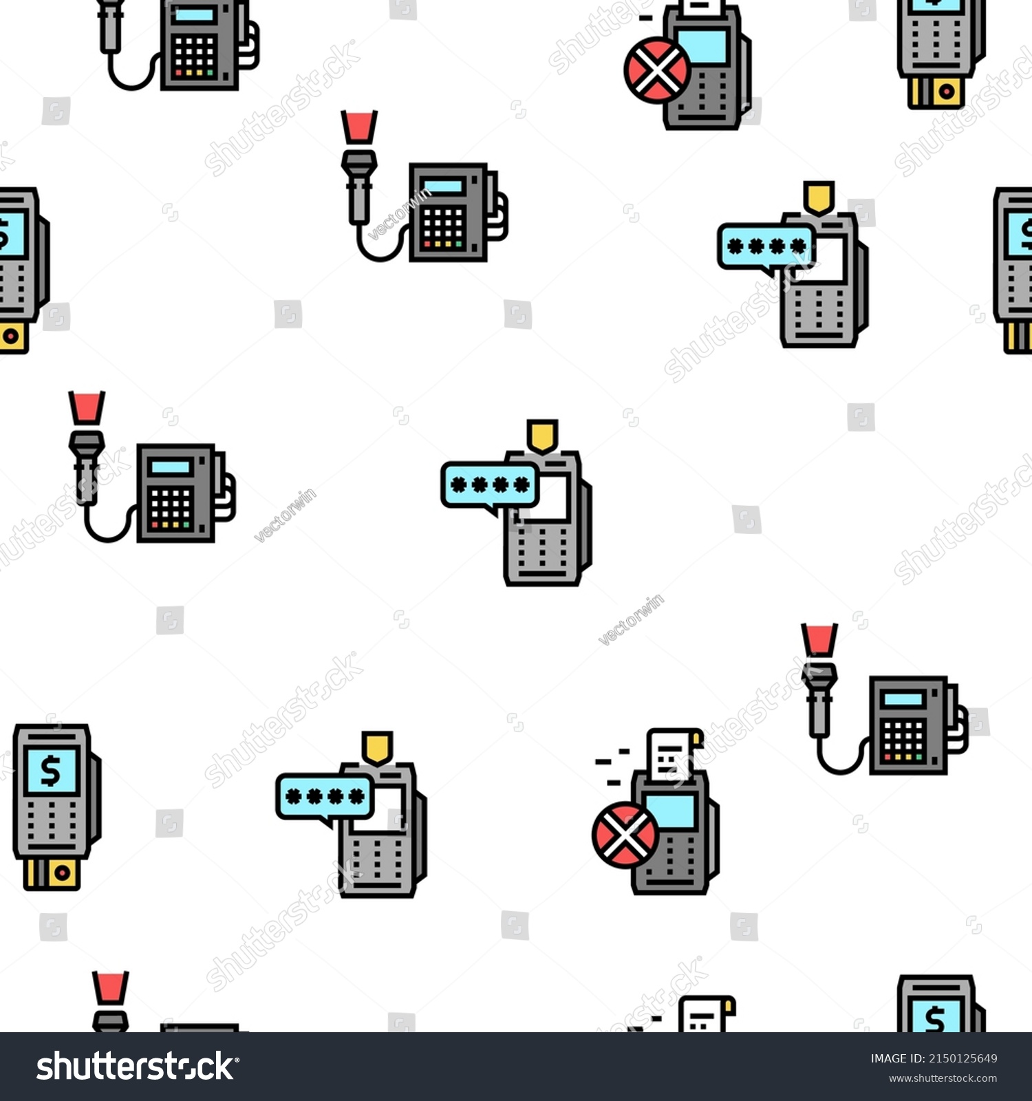 Pos Terminal Device Vector Seamless Pattern Stock Vector Royalty Free