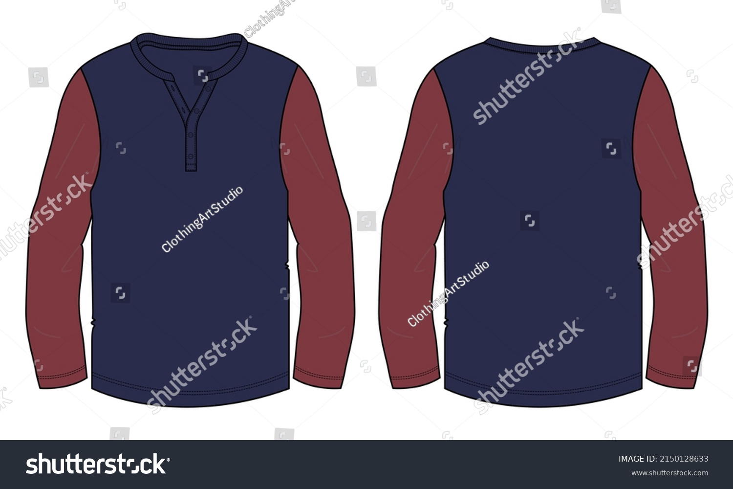 Two Tone Navy Red Color Long Stock Vector Royalty Free 2150128633