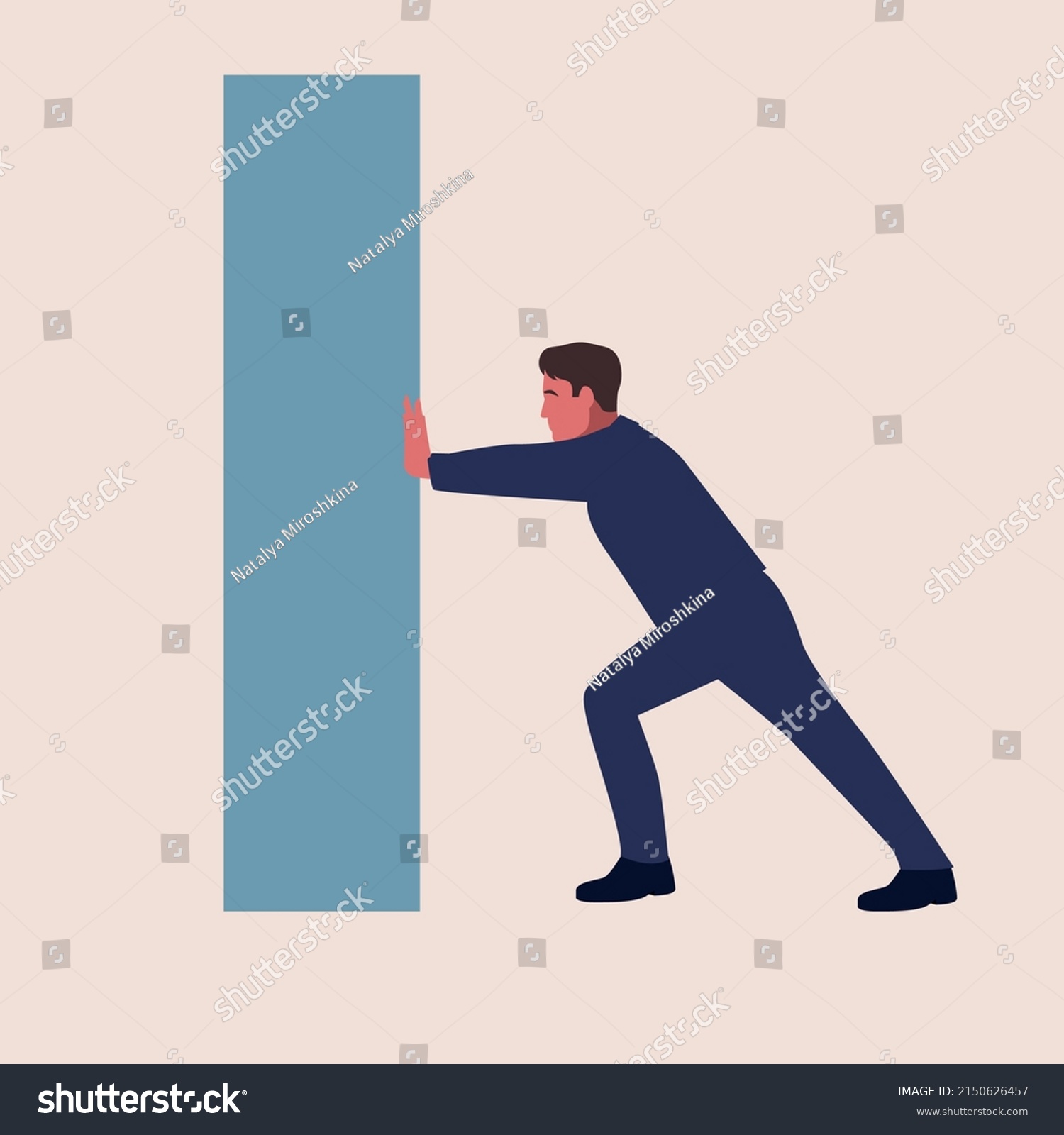 Businessman Pushes Big Wall Useha Concept Stock Vector (Royalty Free ... Businessman Pushes Big Wall Useha Concept Stock Vector (Royalty Free ...