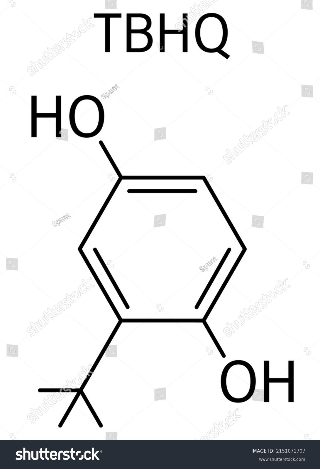 Tbhq Tertbutylhydroquinone Antioxidant Preservative Molecule Skeletal